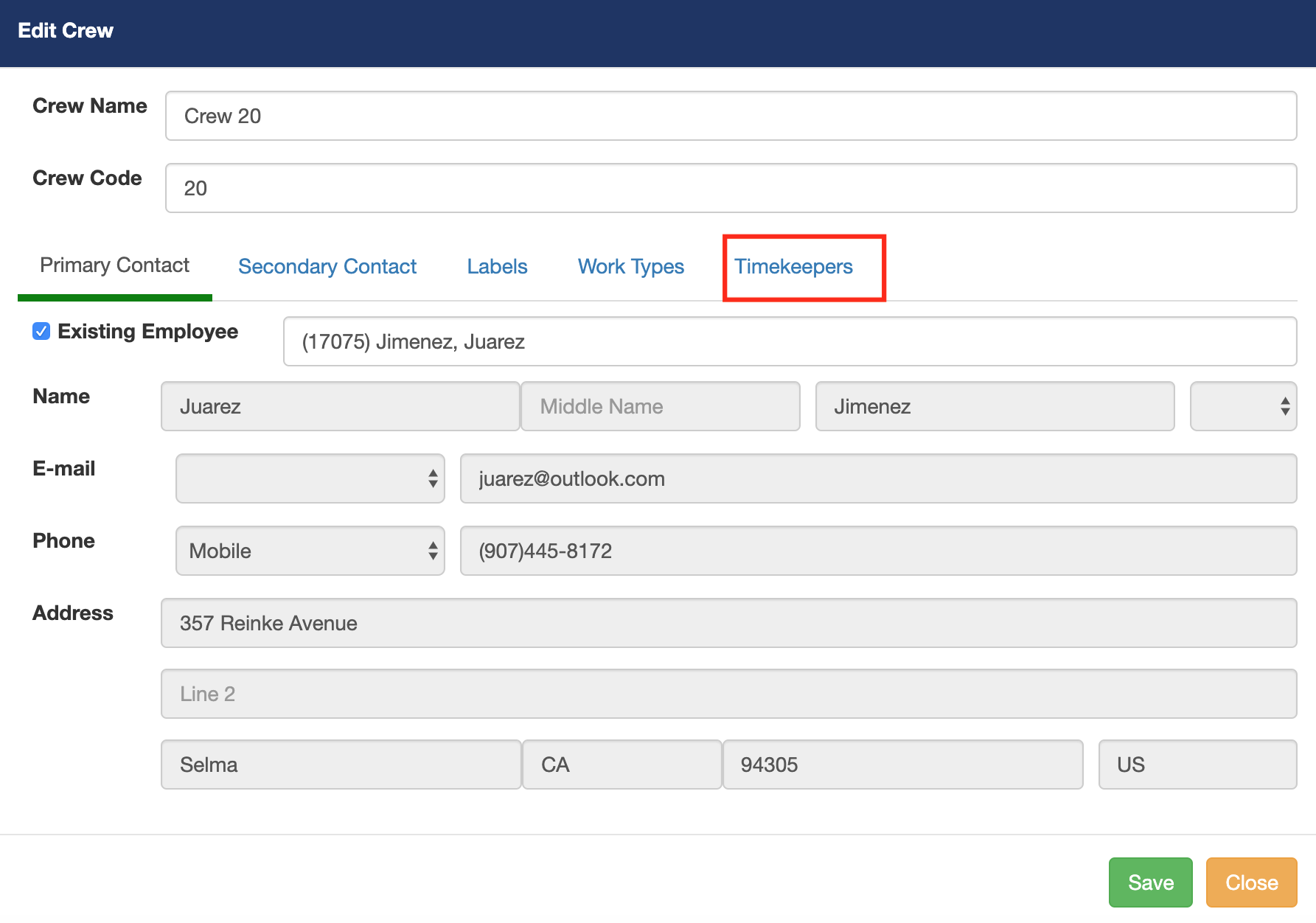 Crew timekeepers – Pago