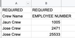 Import crew and crew members – Pago